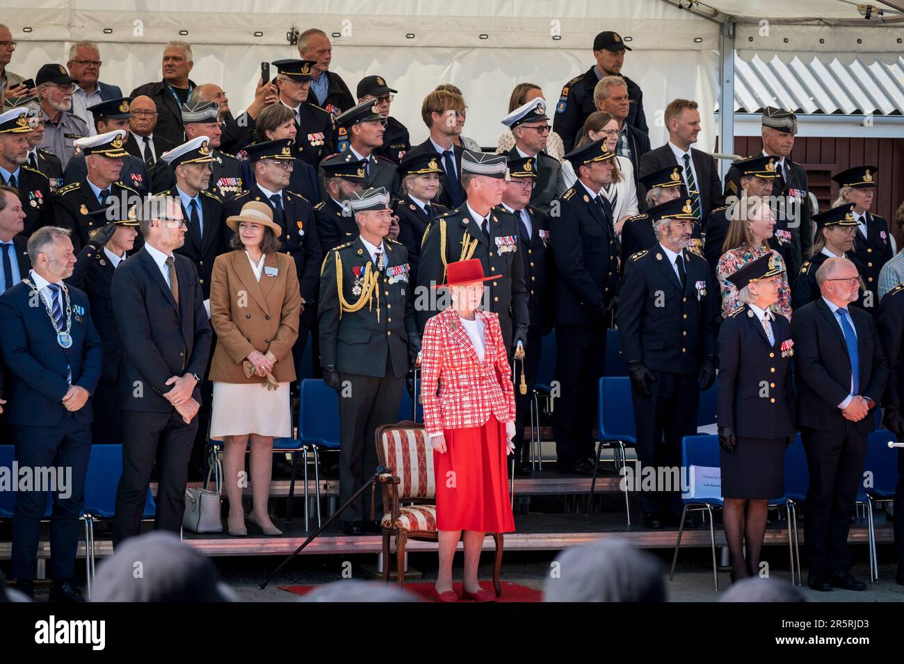 Denmark's Queen Margrethe, front center, participates on Constitution ...