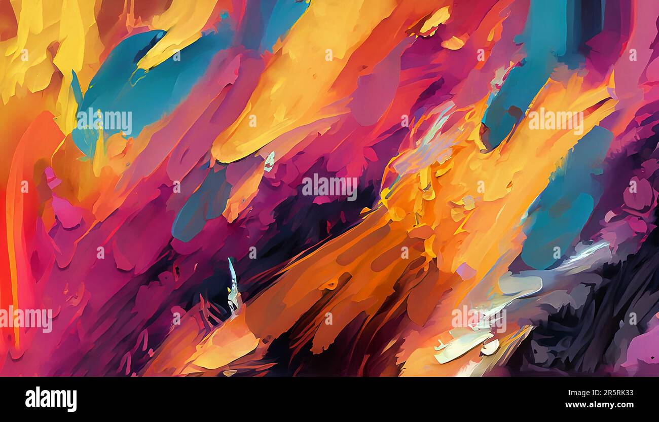 Colorful painterly thick brush backdrop background with dynamic full ...