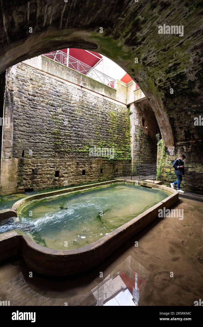 France,Jura , Dole , route by road bike, the fountain basin of 1274 of the passage Raynaud III ...