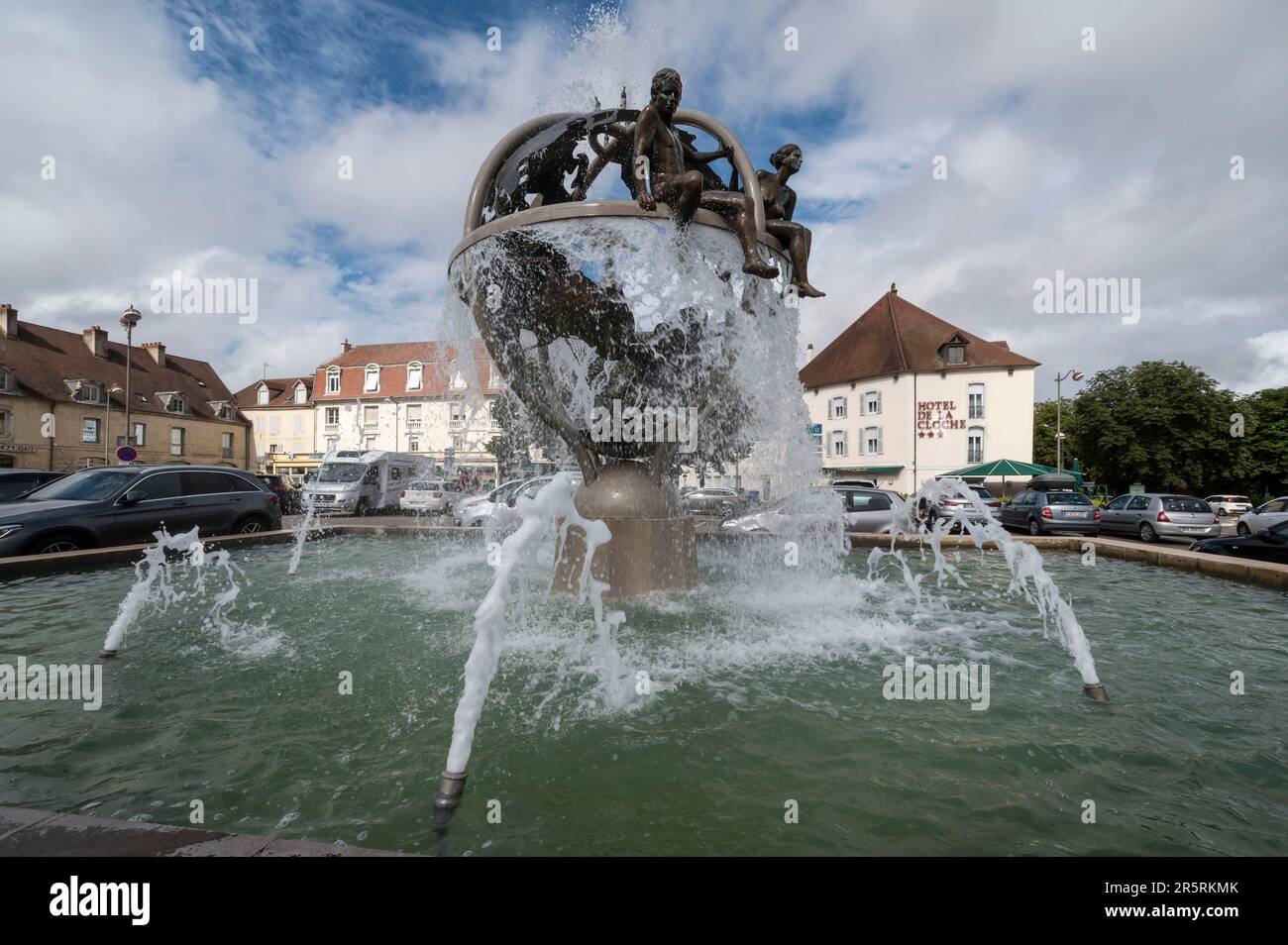 France,Jura , Dole , route by road bike, the fountain of the place ...