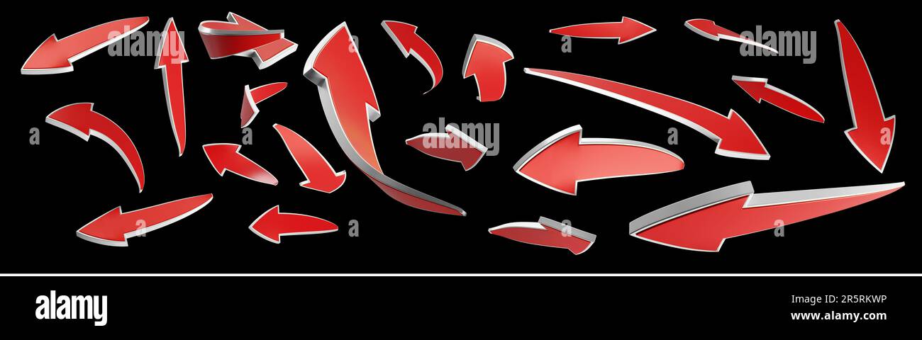 3D Red Arrows with white borders for design of the Thumbnails ...