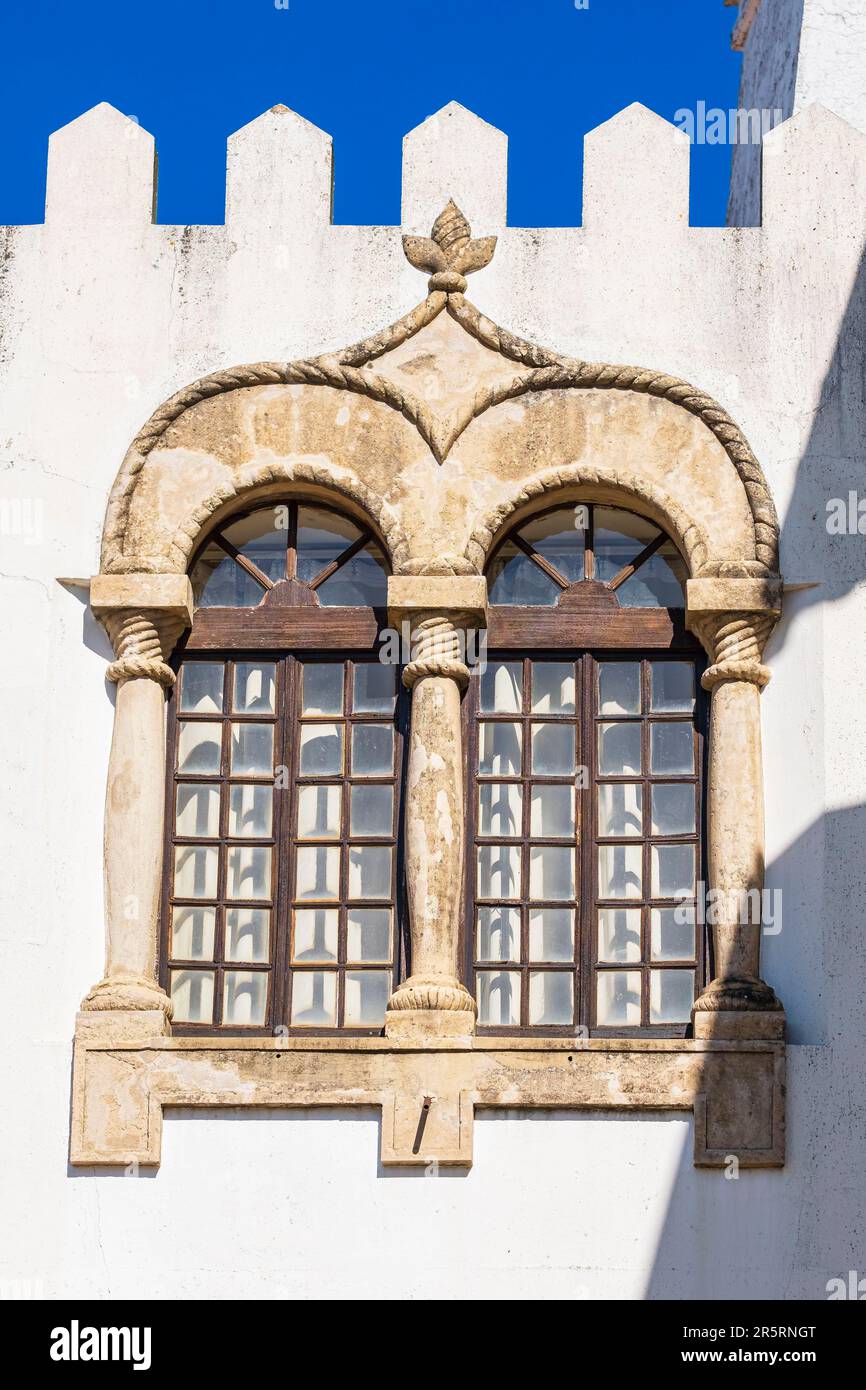 Portugal, Alentejo region, Castelo de Vide, Manueline window Stock ...