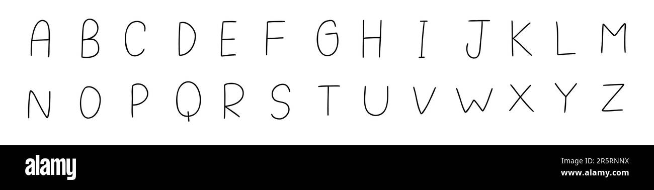 Childlike black english latin abc alphabet font A to Z. Vector ...