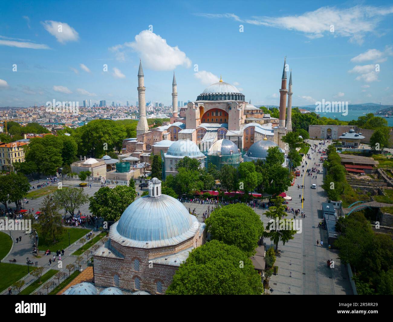 Hagia Sophia aerial view in Sultanahmet in historic city of Istanbul ...