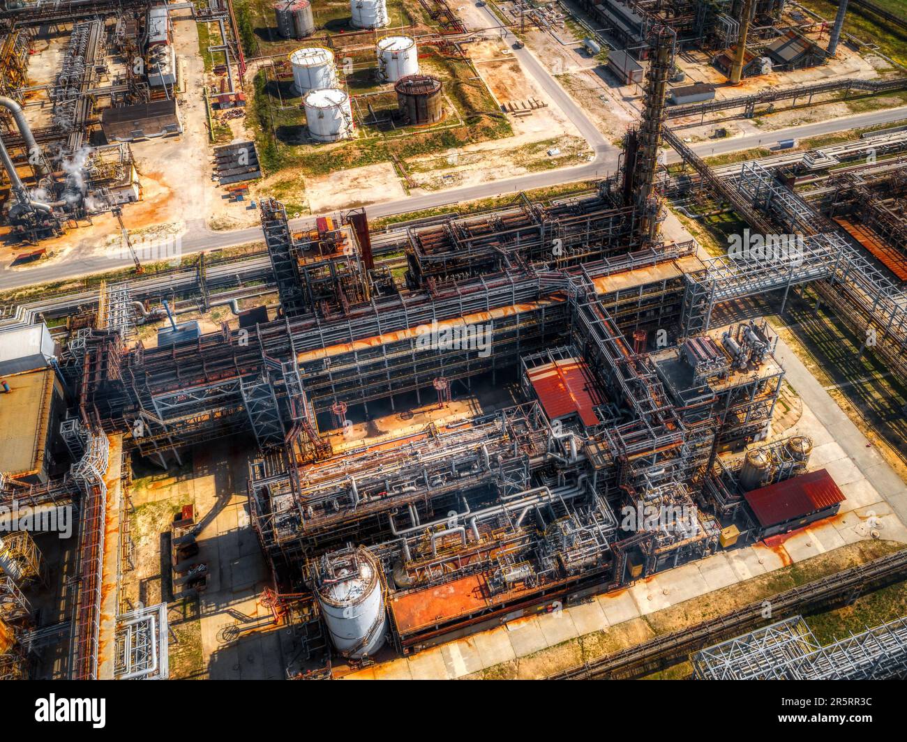 Oil refinery with terminals for storage petroleum products Stock Photo ...