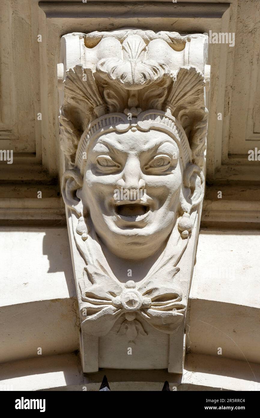 France, Meurthe et Moselle, Nancy, detail of the mascarons on the ...