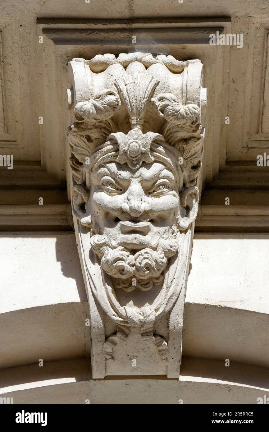 France, Meurthe et Moselle, Nancy, detail of the mascarons on the ...