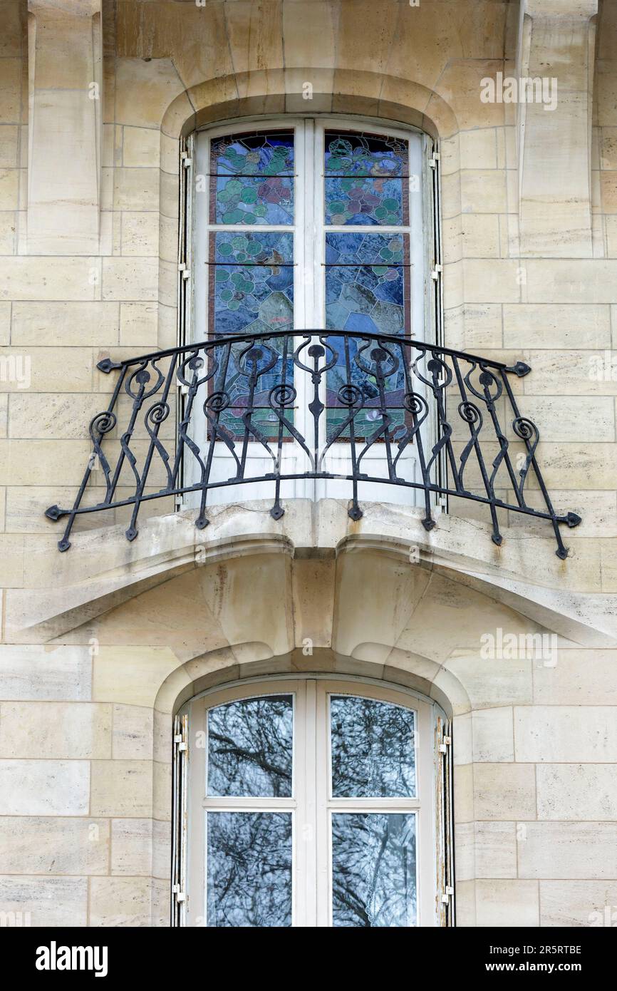 France, Meurthe et Moselle, Nancy, window with stained glass window on ...