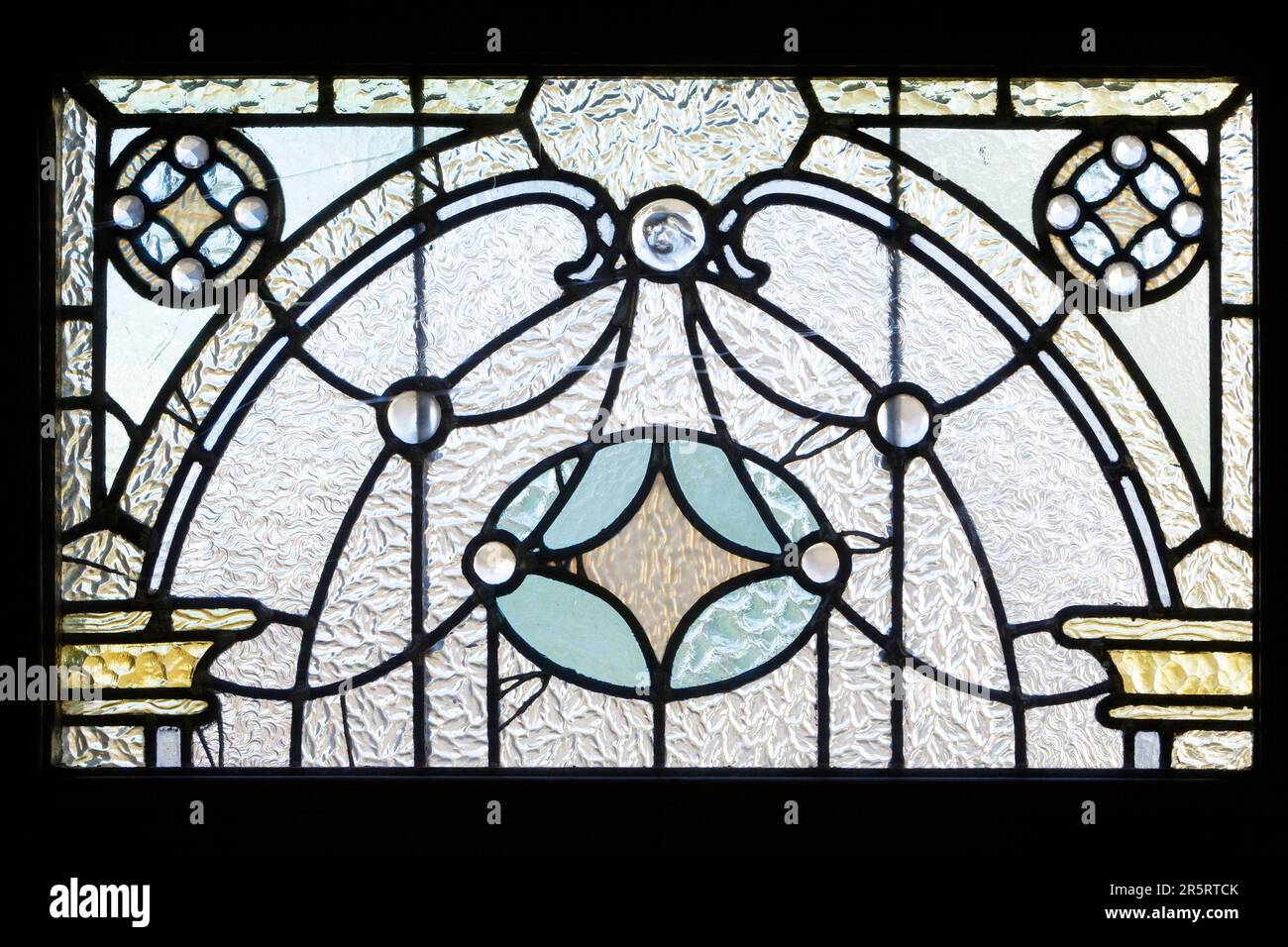 France, Meurthe et Moselle, Nancy, transom with a stained glass window ...
