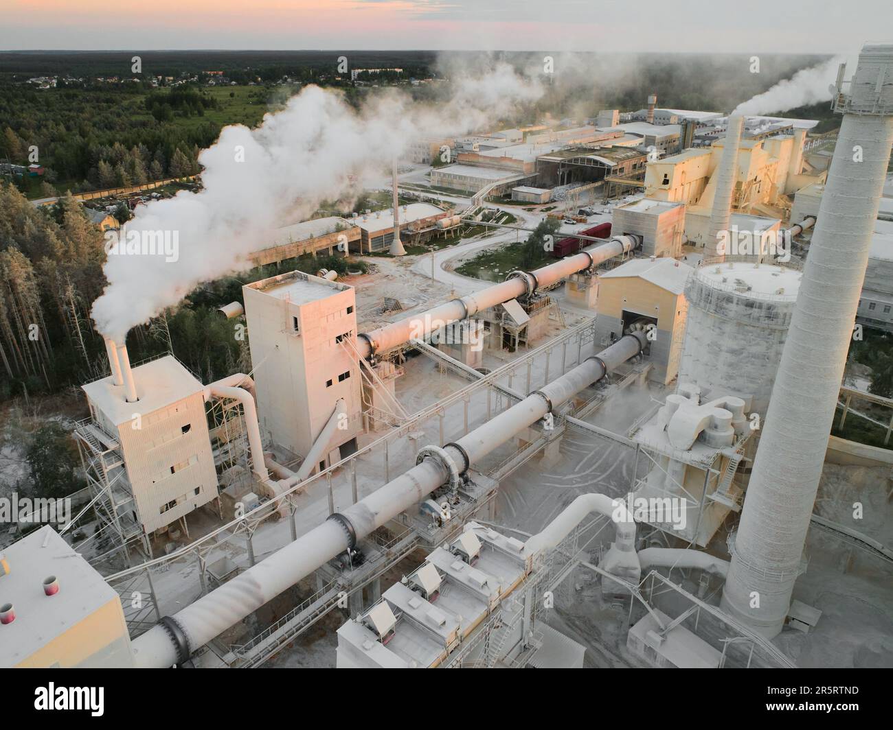 Aerial concrete blocks and silica bricks production factory Stock Photo ...