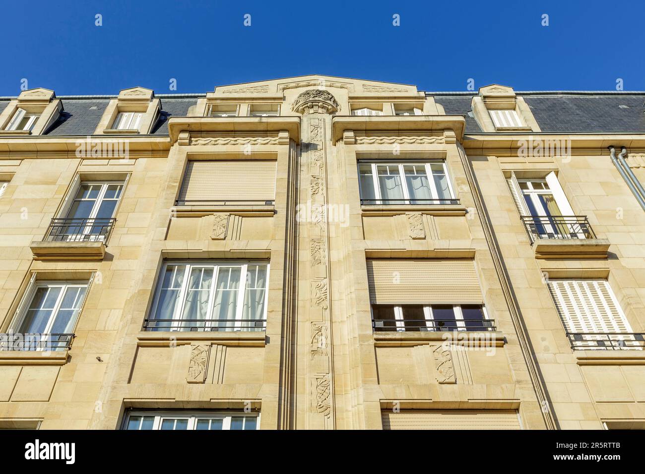 France, Meurthe et Moselle, Nancy, facade of an apartment building in ...