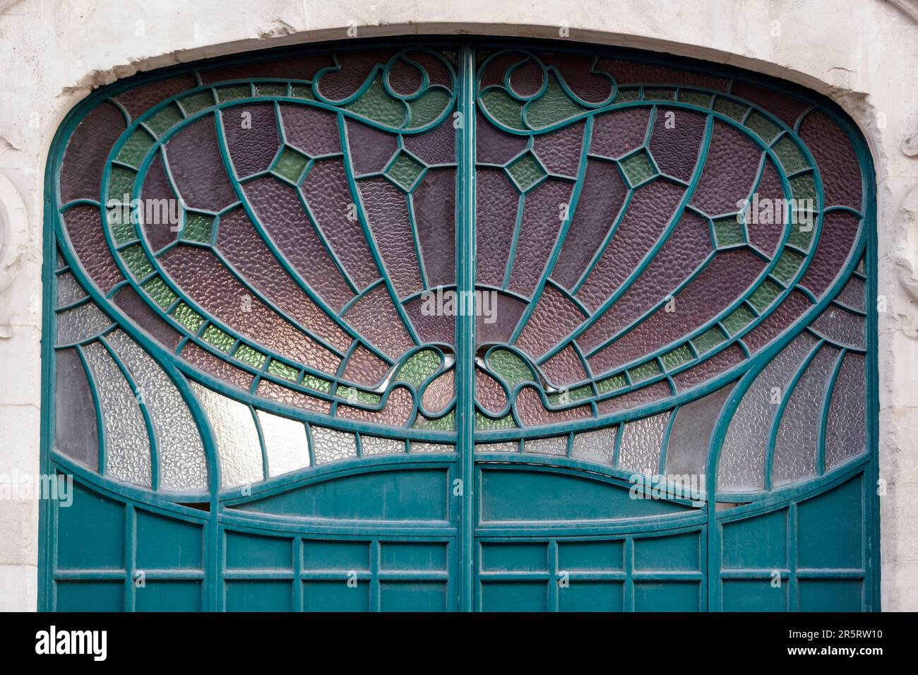 France, Meurthe et Moselle, Nancy, gate of the apartment building in ...