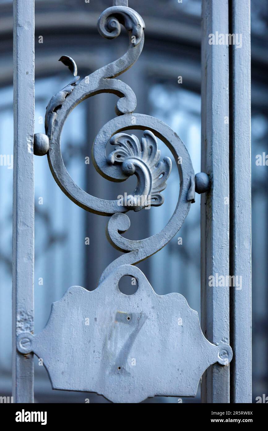 France, Meurthe et Moselle, Nancy, detail of the fence of a house in ...