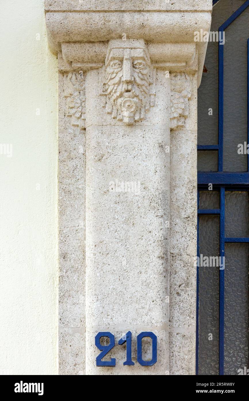 France, Meurthe et Moselle, Nancy, pilaster with a mascaron ...