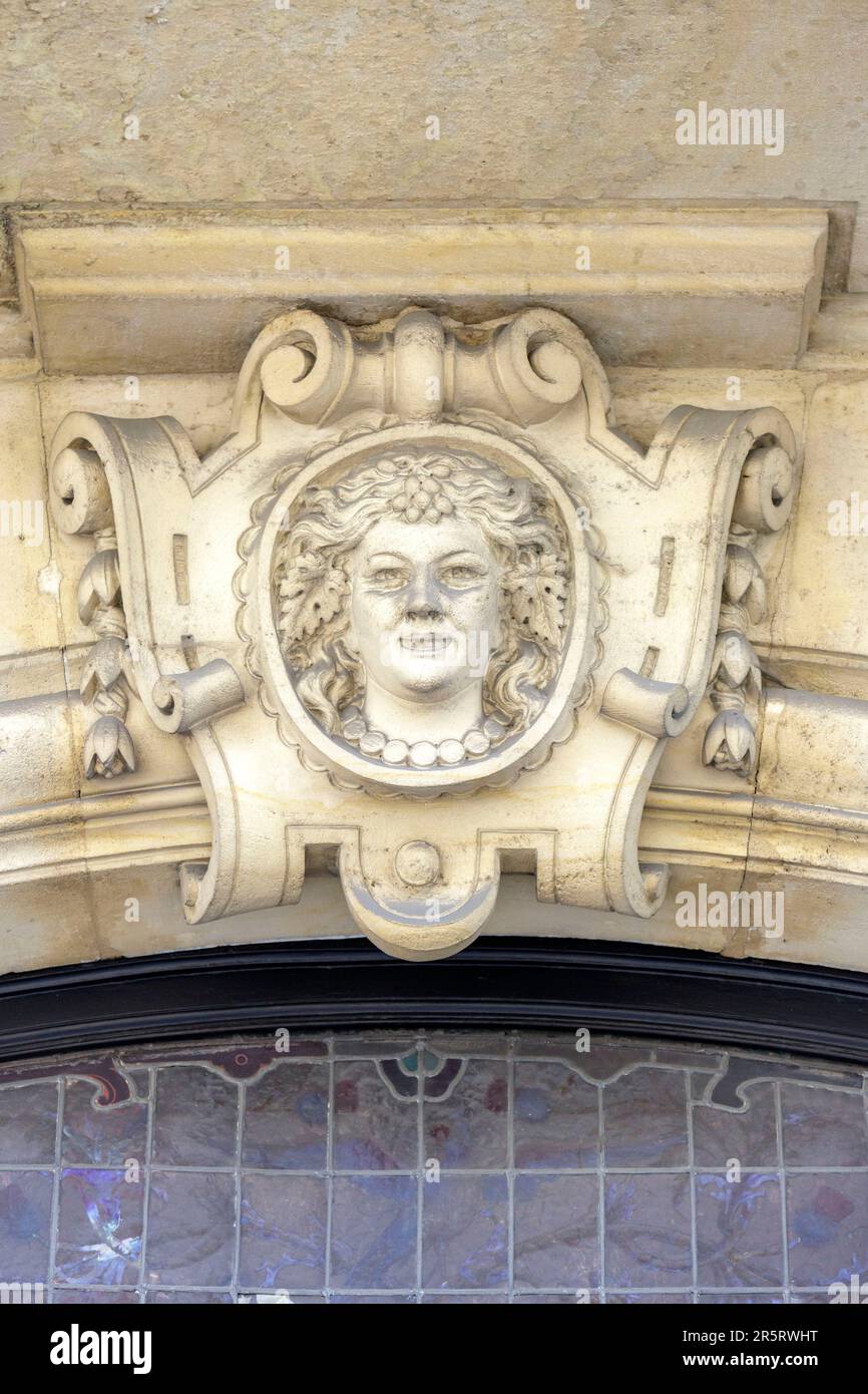 France, Meurthe et Moselle, Nancy, detail of a mascaron representing a ...