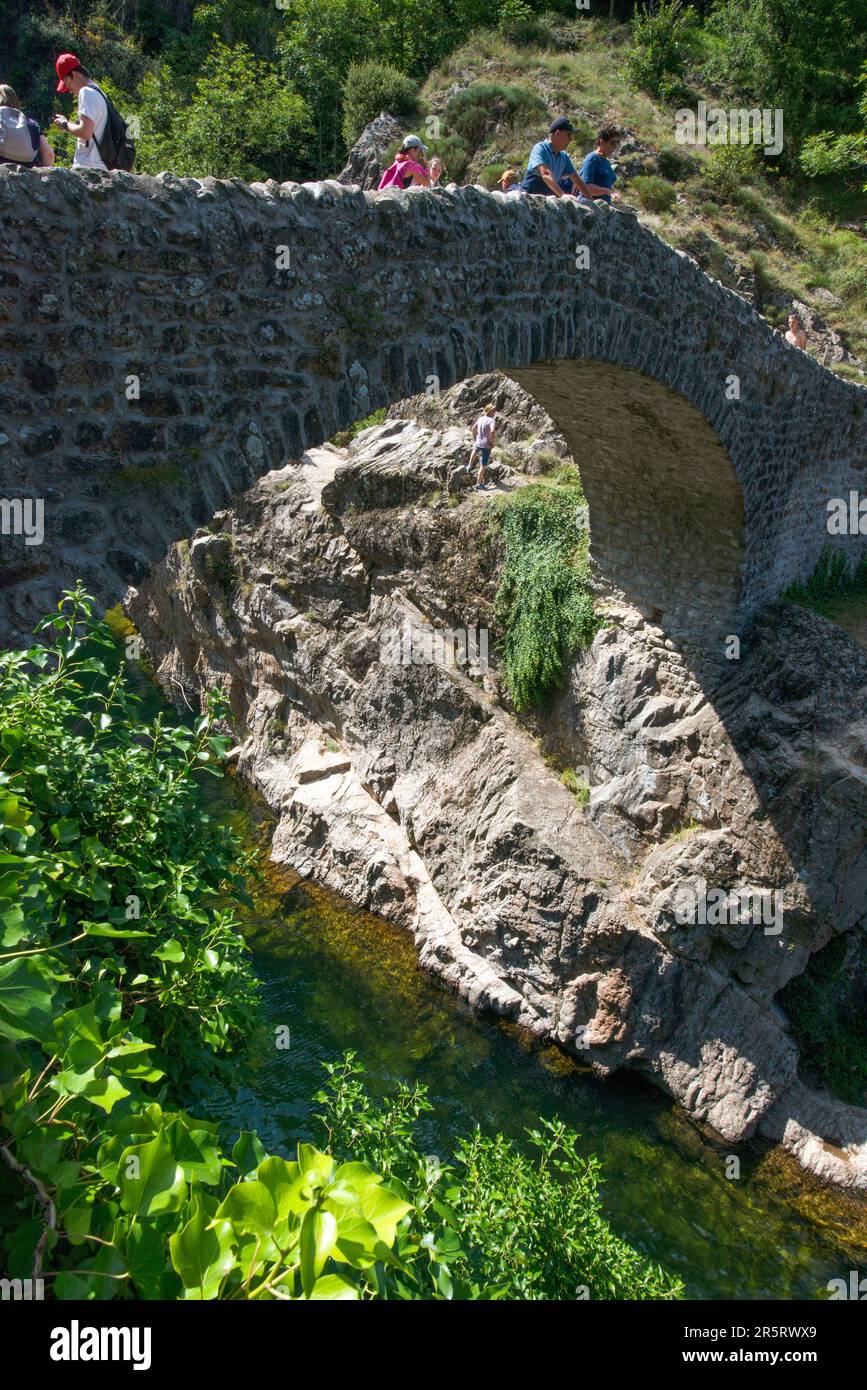 France, Ardeche, Thueyts, pont du diable, devil's bridge over the ...