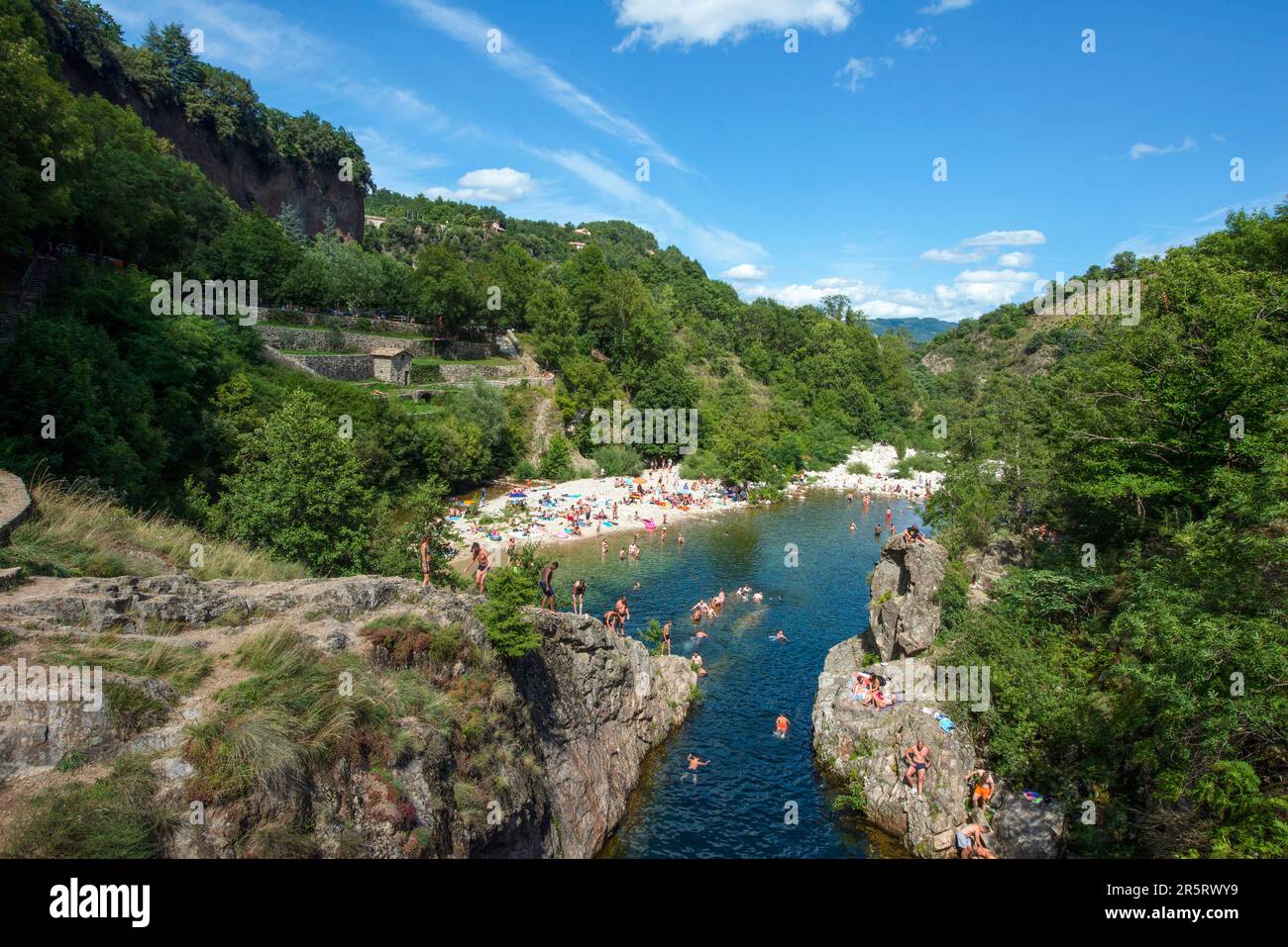 France, Ardeche, Thueyts, pont du diable, devil's bridge over the ...