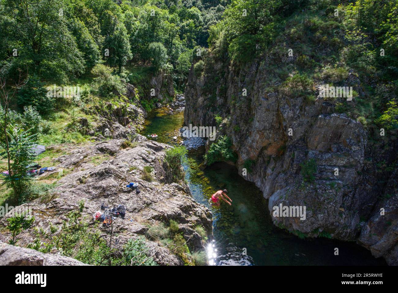 France, Ardeche, Thueyts, pont du diable, devil's bridge over the ...