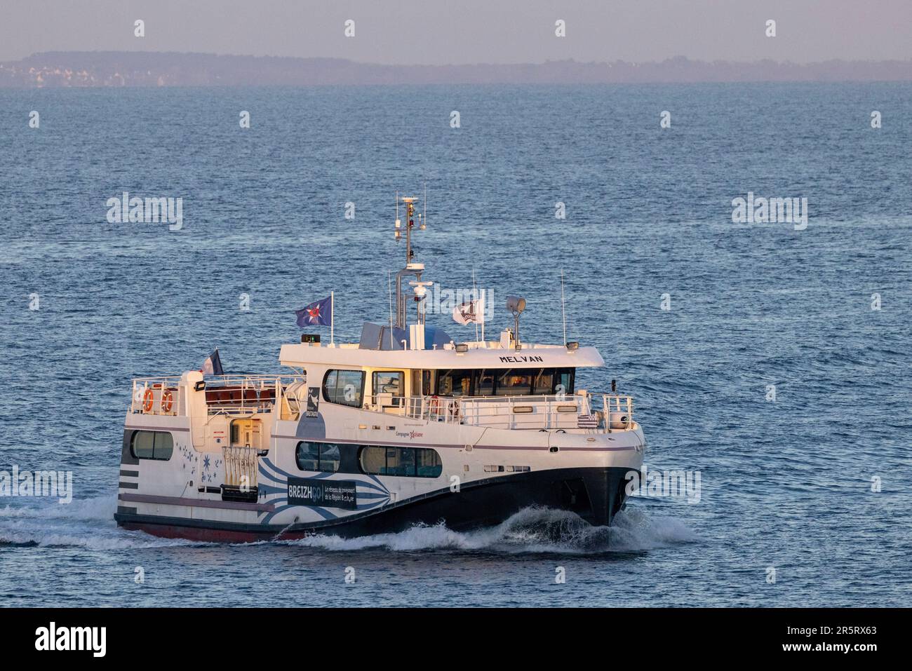 France, Morbihan, Houat Island, the ship Melvan of the Océane company ...