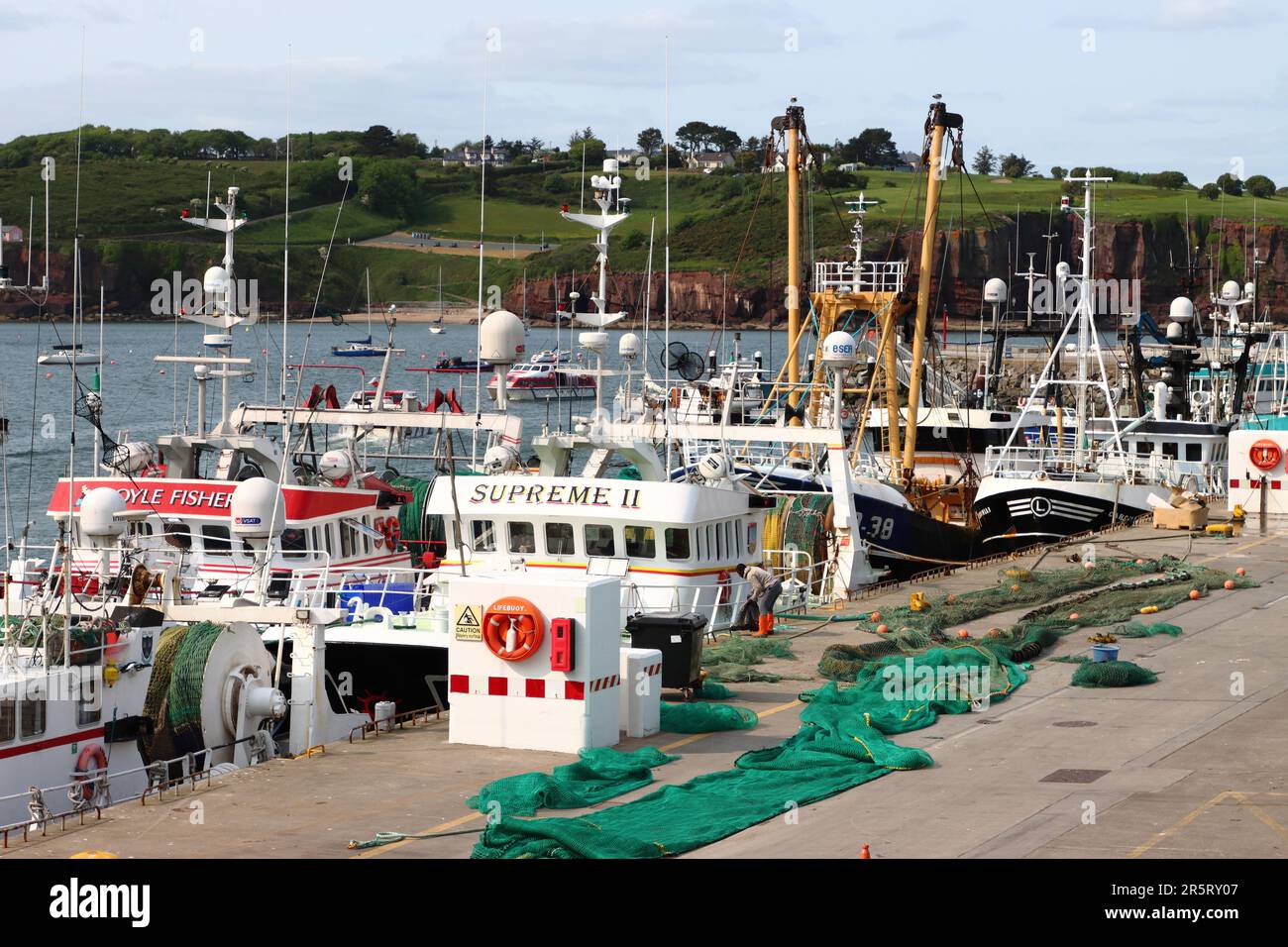 Fishing vessels in the harbour at Dunmore East, County Waterford ...