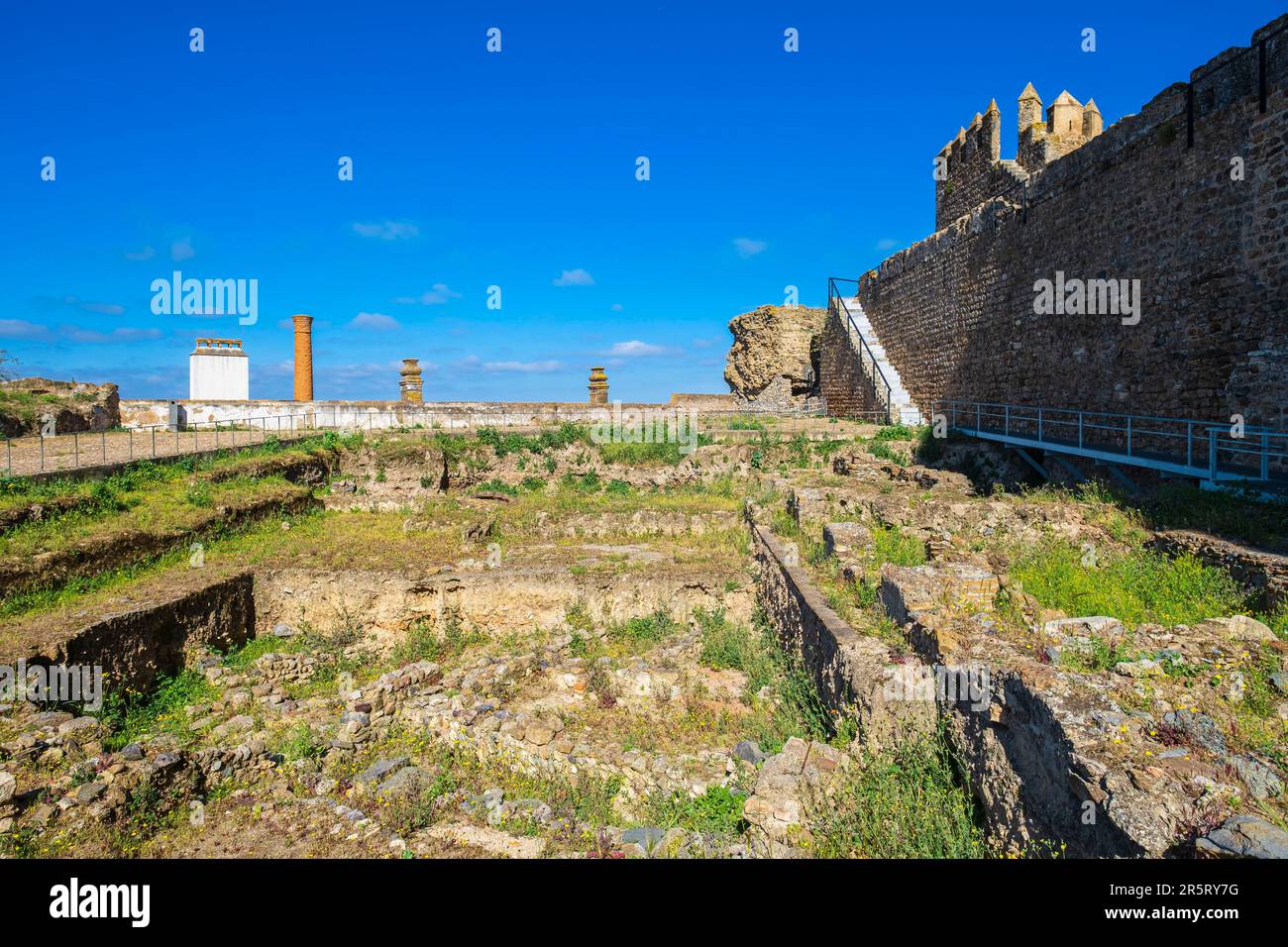 Portugal, Alentejo region, Moura, remains of the medieval castle Stock ...