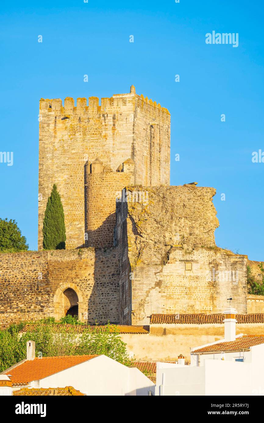 Portugal, Alentejo region, Moura, remains of the medieval castle, wall ...