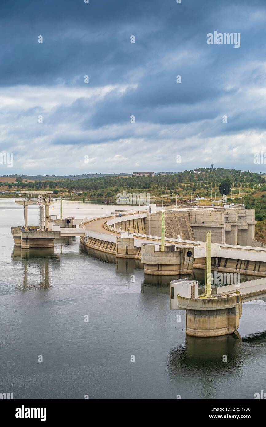 Portugal, Alentejo region, Alqueva, Alqueva Dam, hydroelectric dam on ...