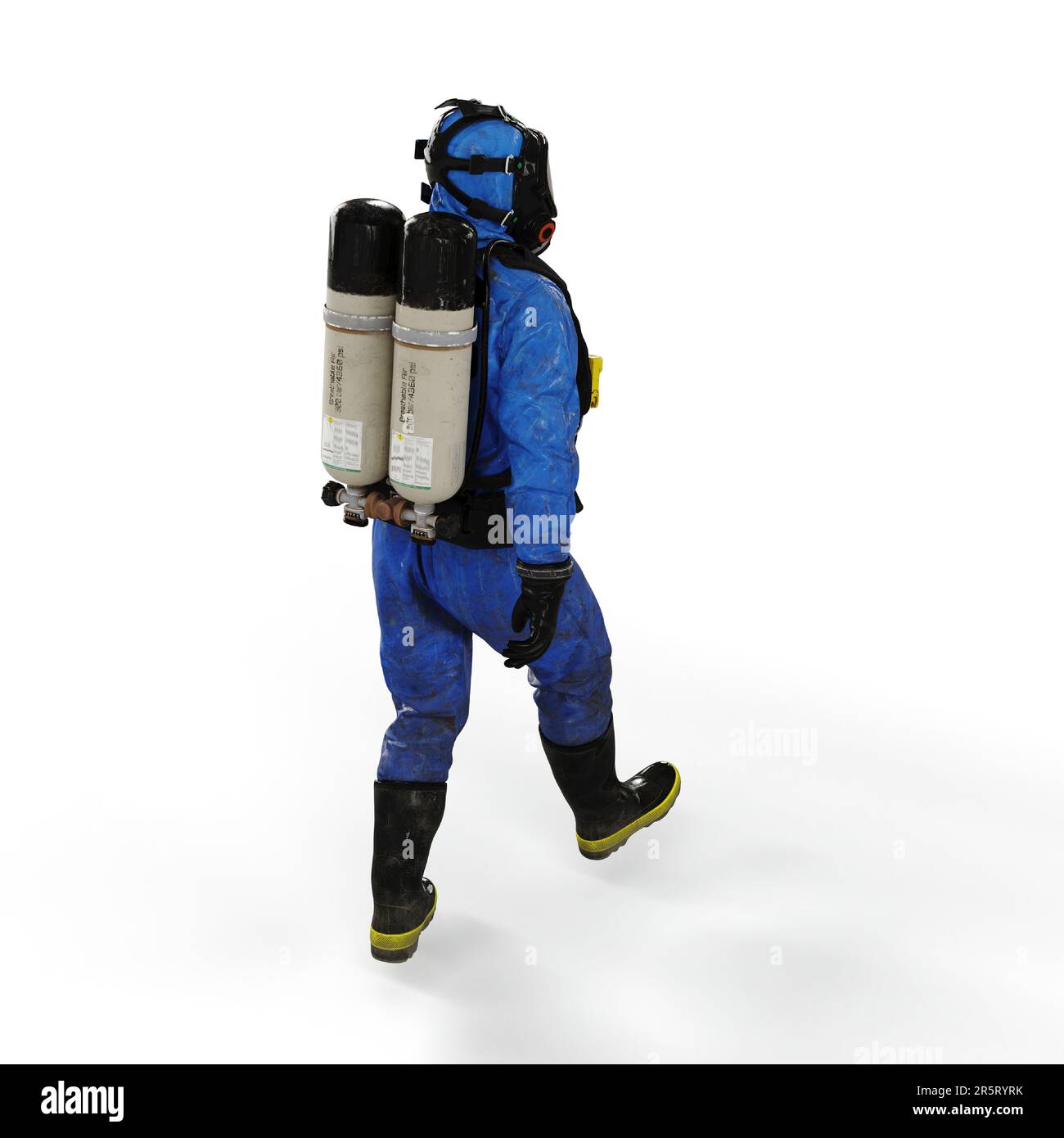 3D render illustration of a man wearing a protective chemical suit ...