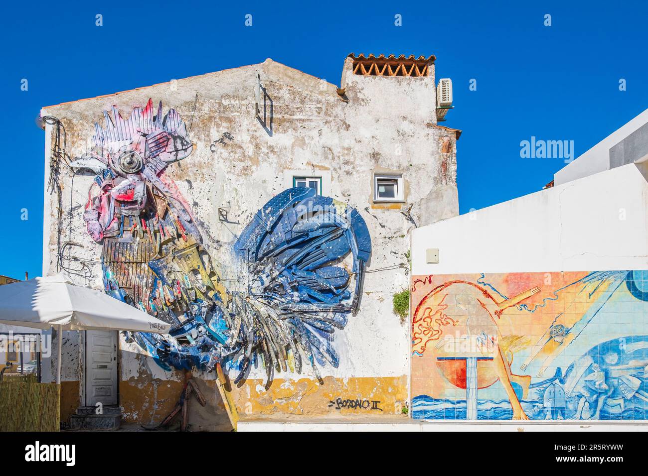 Portugal, Alentejo region, Beja, fresco by the Portuguese artist ...