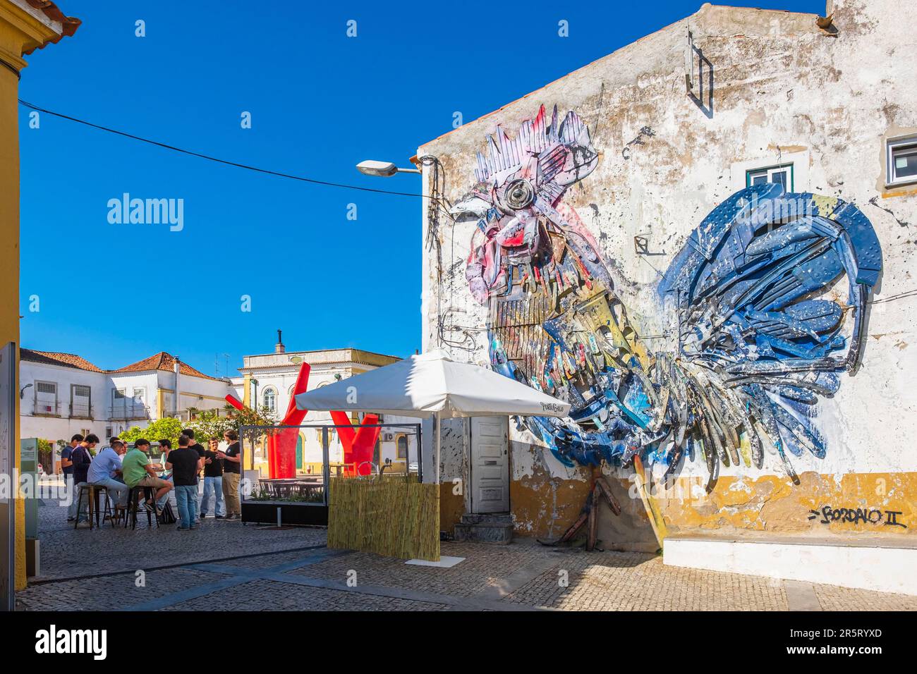 Portugal, Alentejo region, Beja, fresco by the Portuguese artist ...
