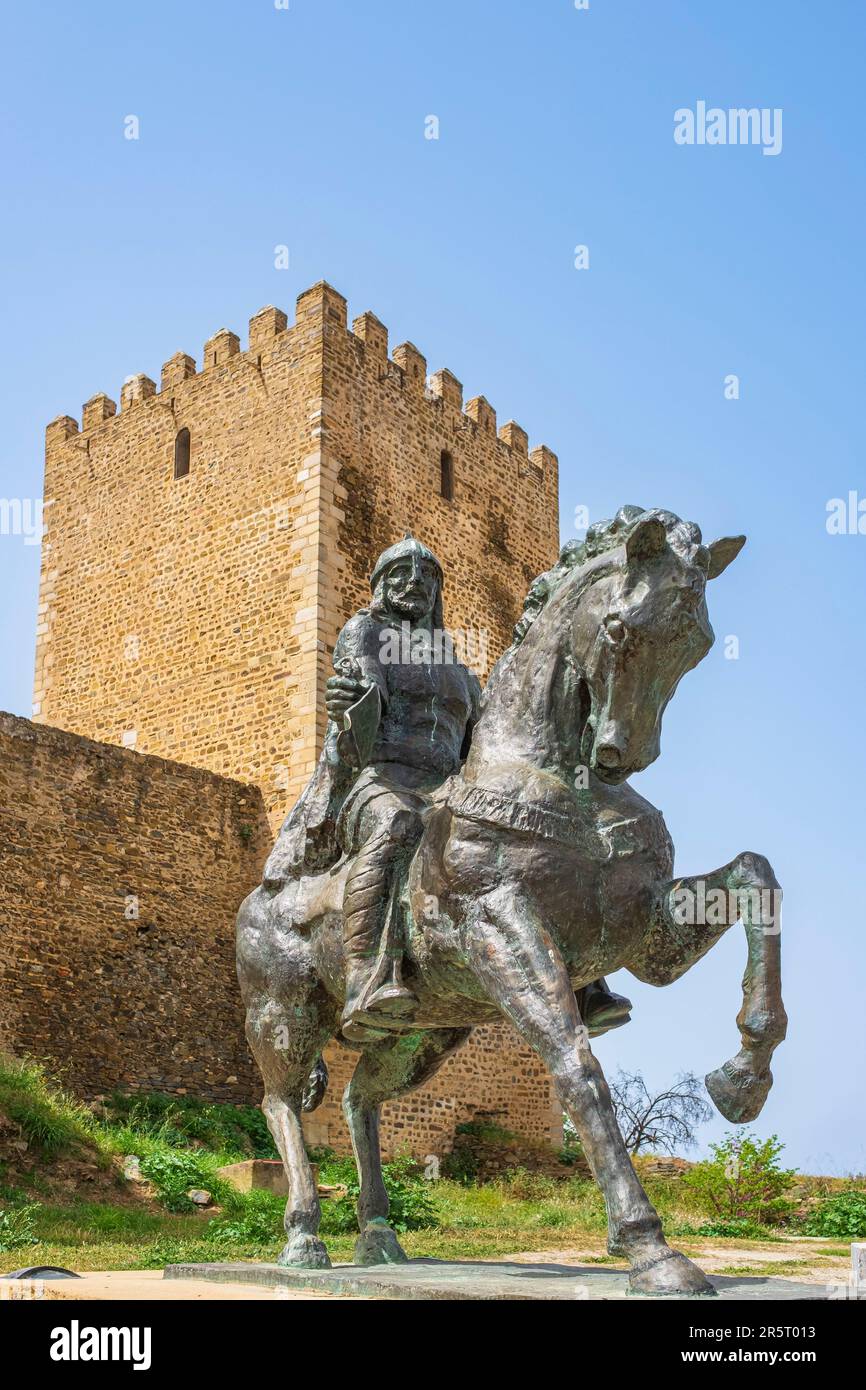 Portugal, Alentejo region, Mertola, equestrian statue of Ahmad Ibn Qasi ...