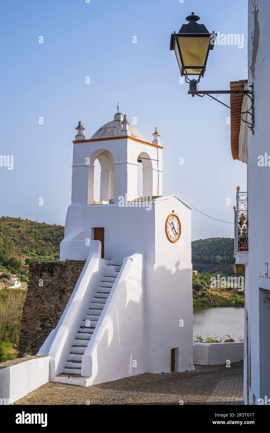 Portugal, Alentejo region, Mertola, the Clock Tower integrated into the ...