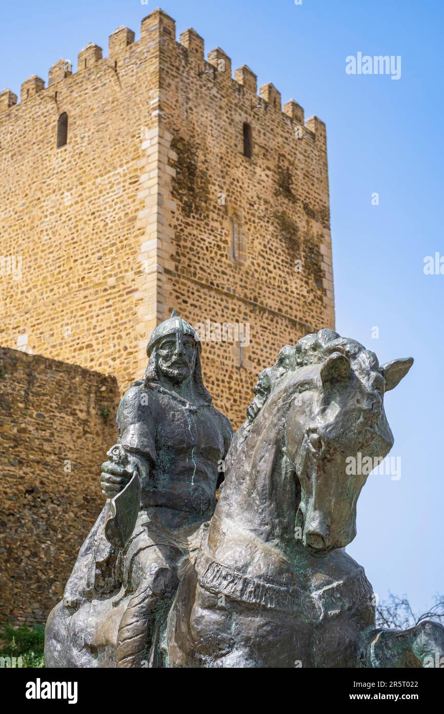 Portugal, Alentejo region, Mertola, equestrian statue of Ahmad Ibn Qasi ...