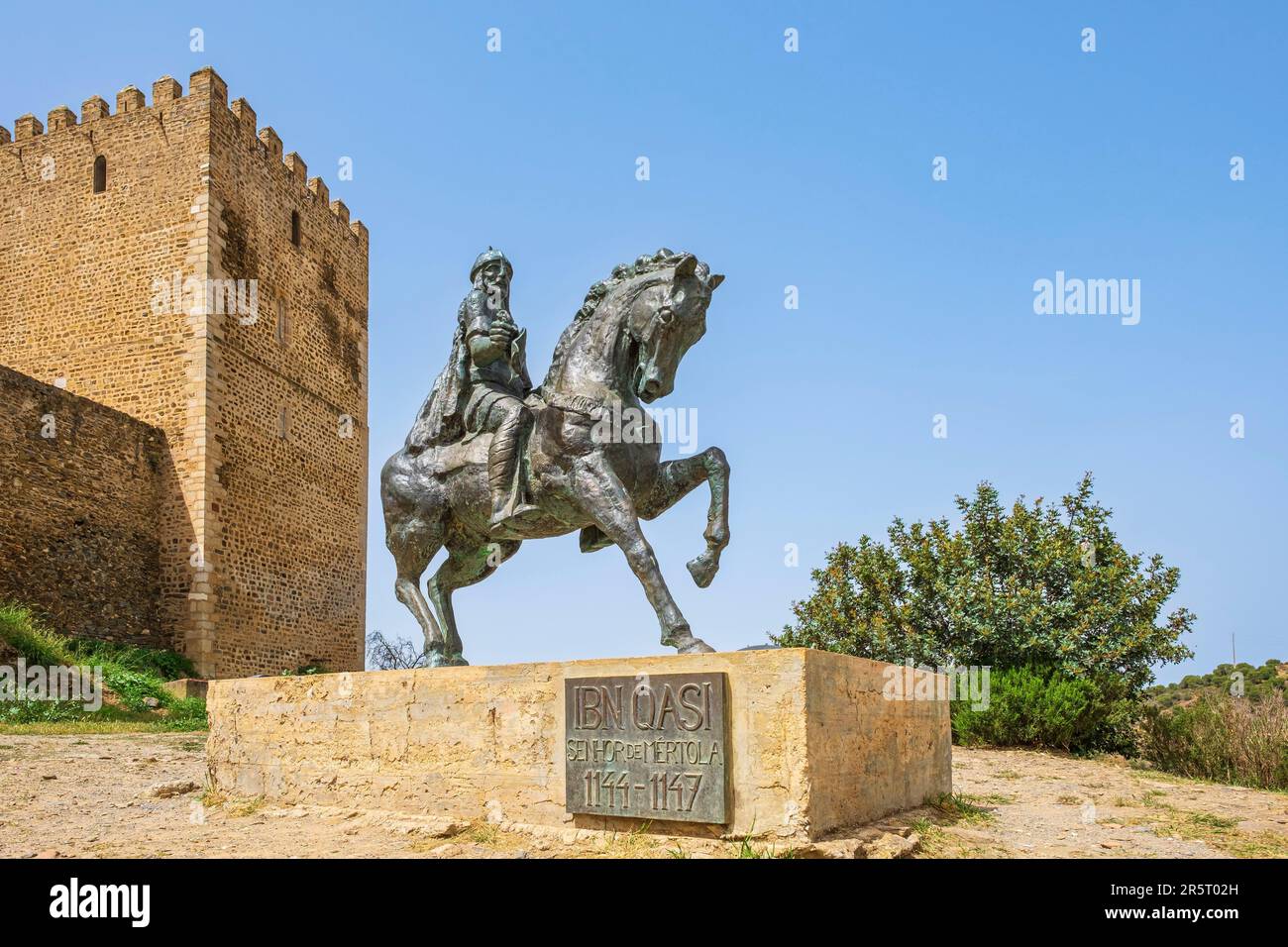 Portugal, Alentejo region, Mertola, equestrian statue of Ahmad Ibn Qasi ...
