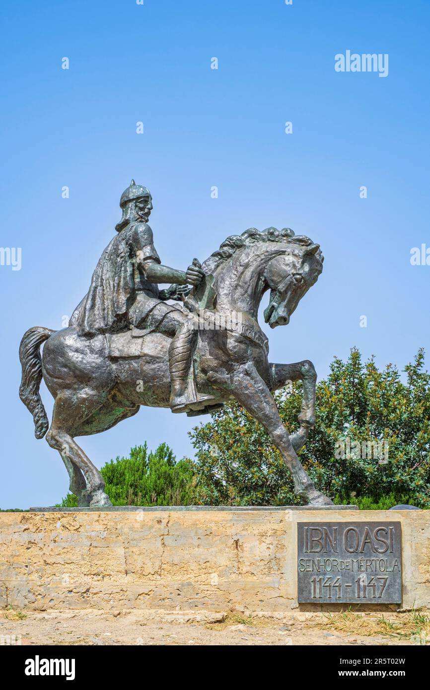 Portugal, Alentejo region, Mertola, equestrian statue of Ahmad Ibn Qasi ...