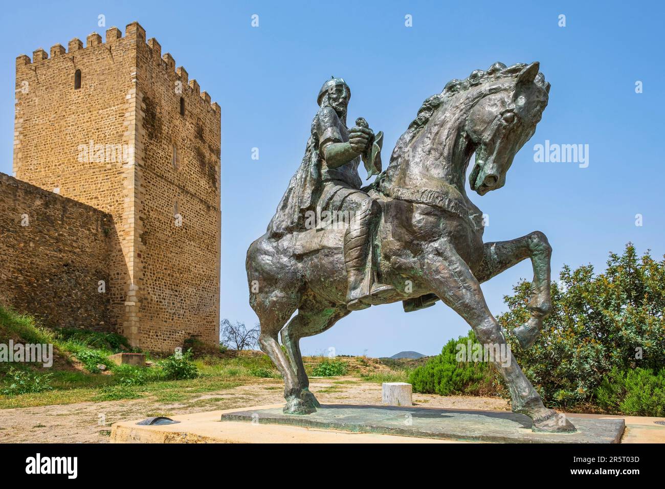 Portugal, Alentejo region, Mertola, equestrian statue of Ahmad Ibn Qasi ...