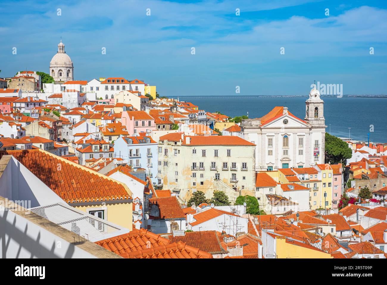 Portugal, Lisbon, Alfama district, panorama from Santa Luzia viewpoint ...