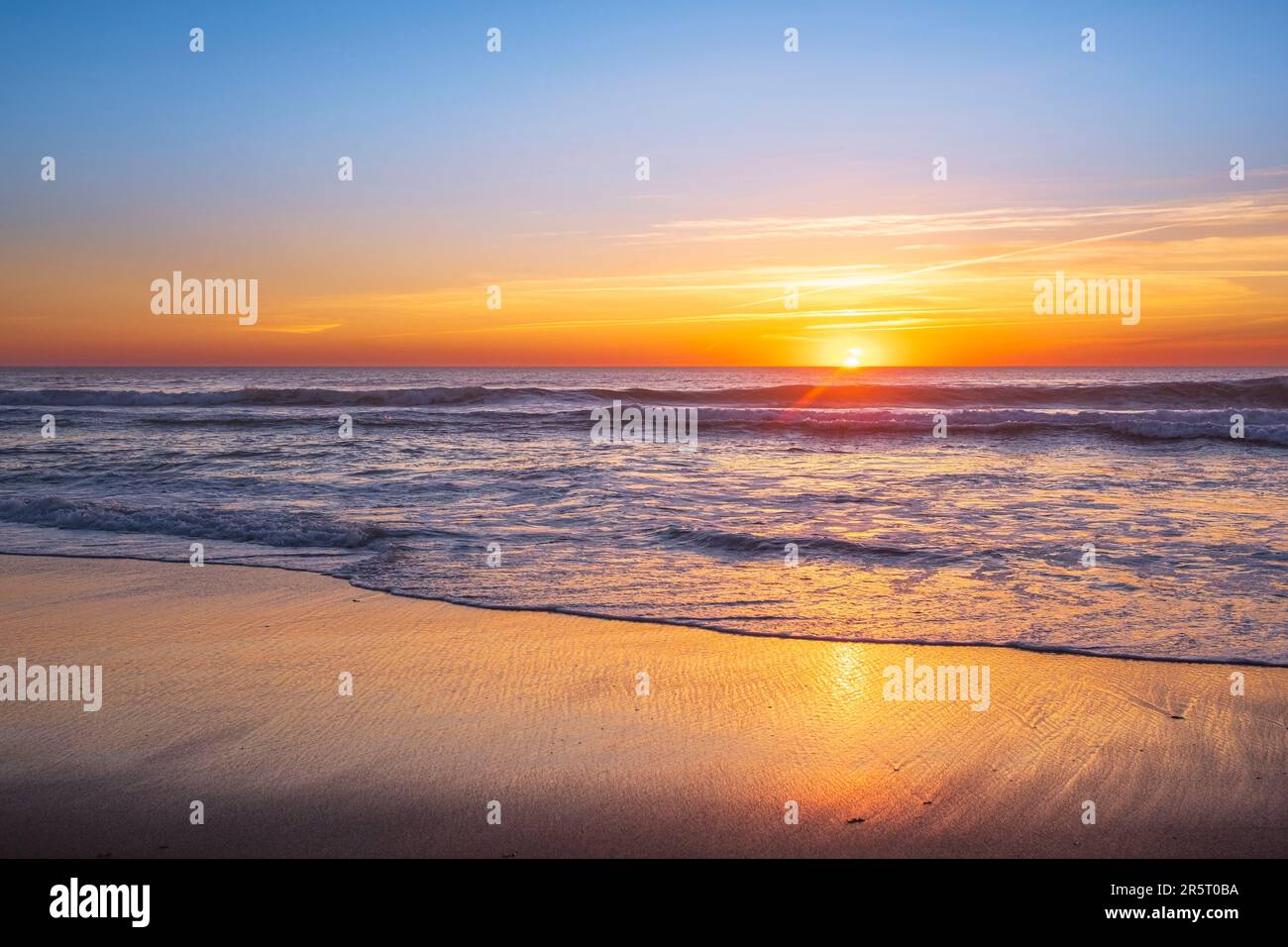 Portugal, Alentejo region, Melides, sunset on Galé-Fontainhas beach ...