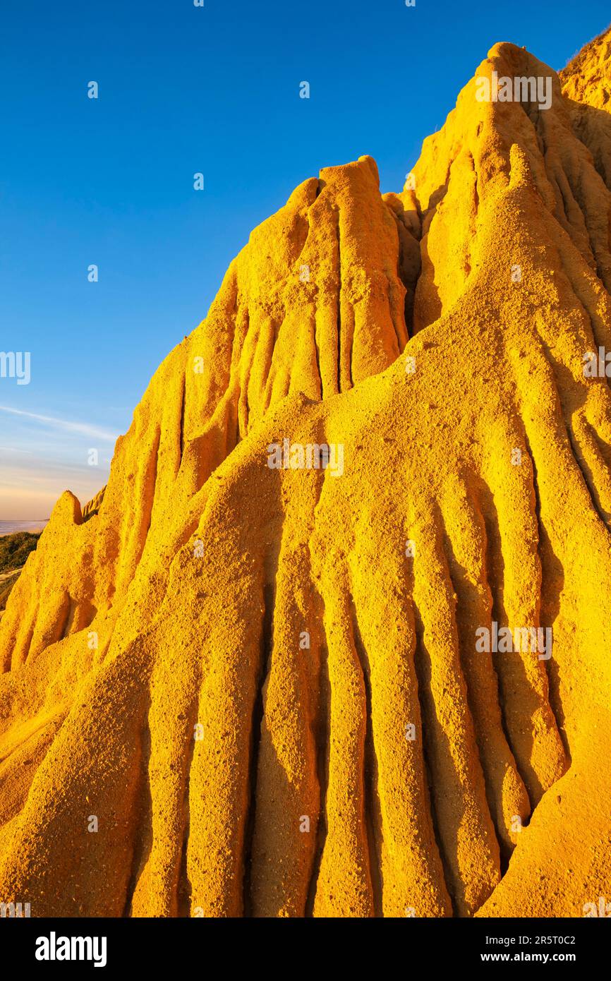 Portugal, Alentejo region, Melides, ochre cliffs overlooking Galé ...