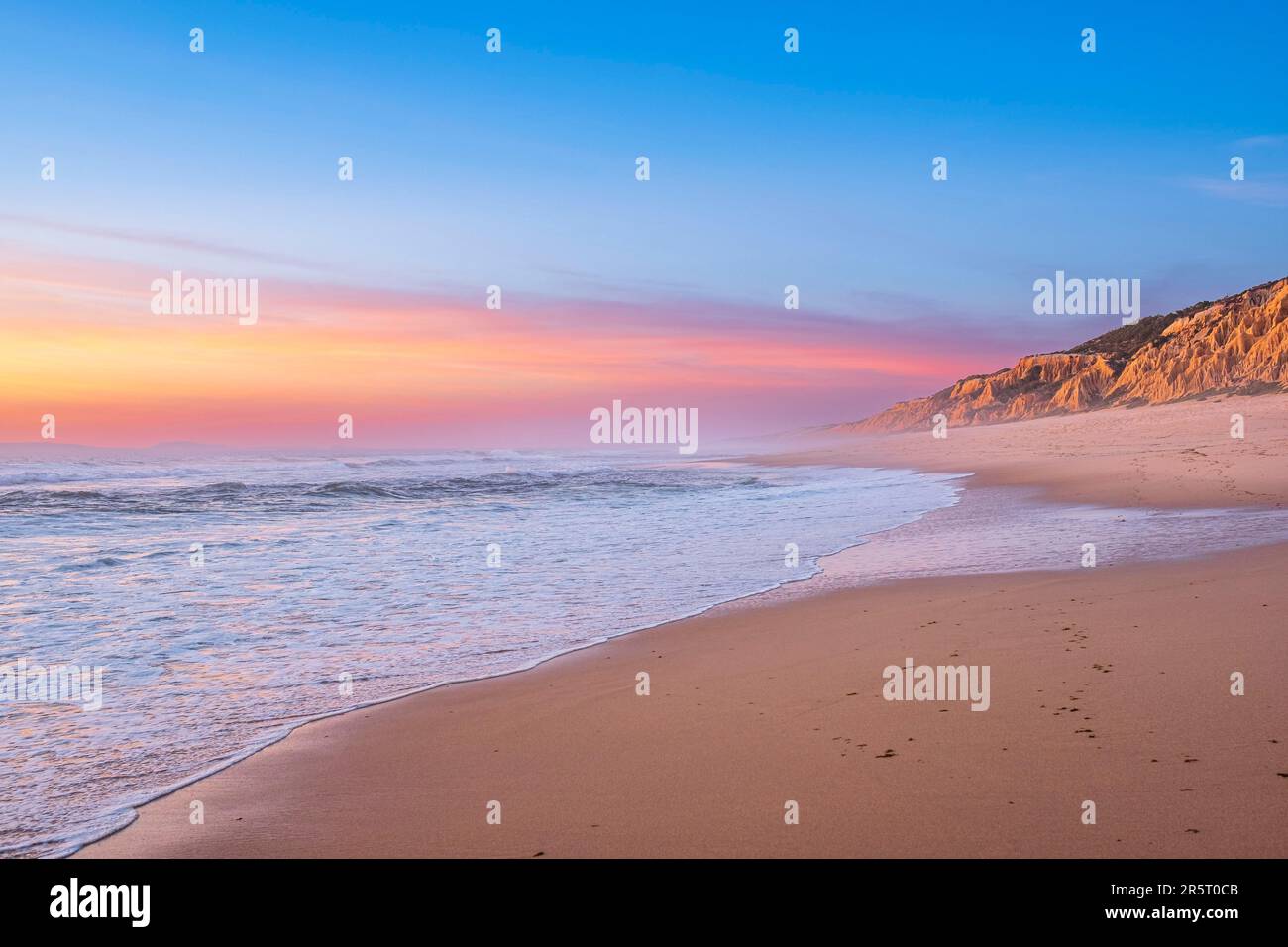 Portugal, Alentejo region, Melides, sunset on Galé-Fontainhas beach ...