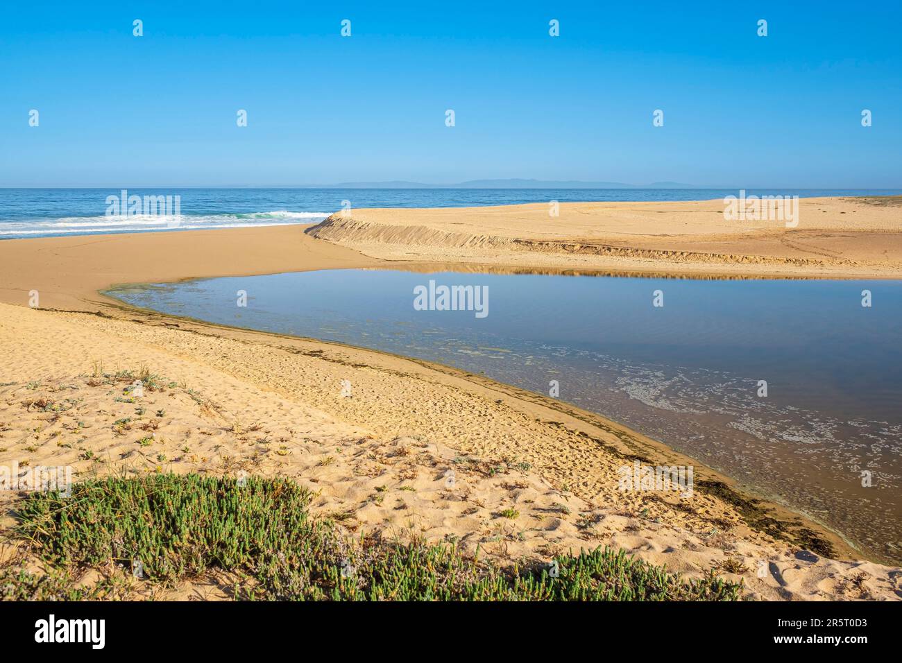 Portugal, Alentejo region, Melides, Melides lagoon joins the Atlantic ...