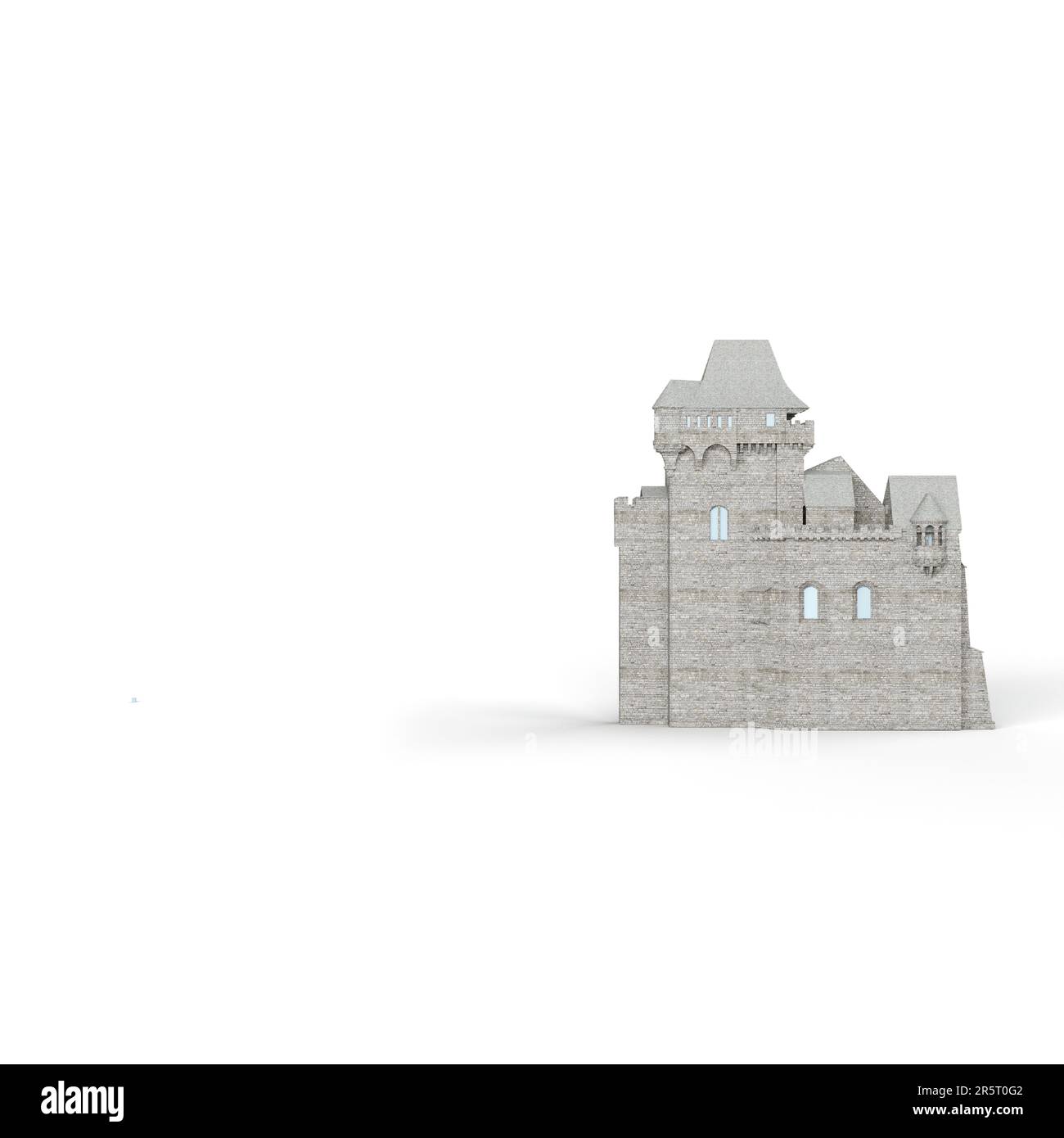 A majestic miniature castle on a white background - 3D render ...