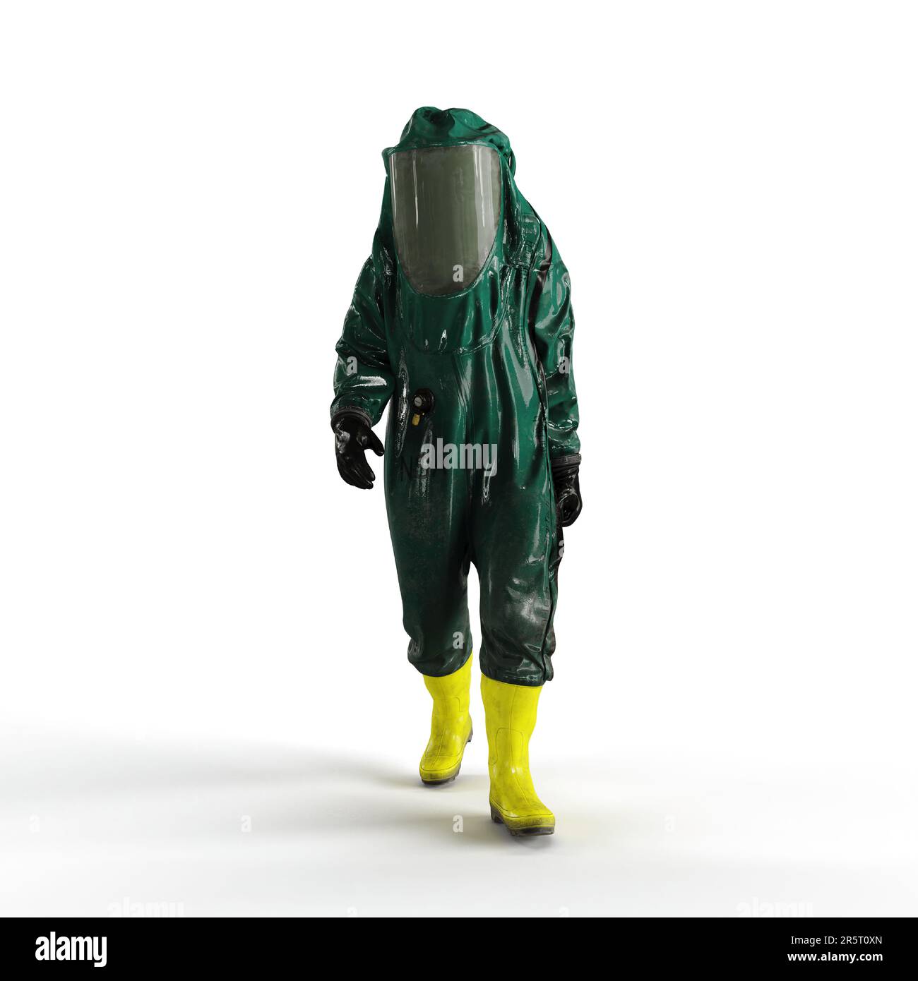 3D render illustration of a man wearing a protective chemical suit ...