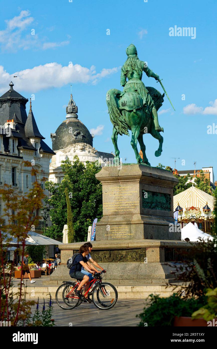 France, Loiret, Orleans, place du Martroi with the equestrian statue of ...