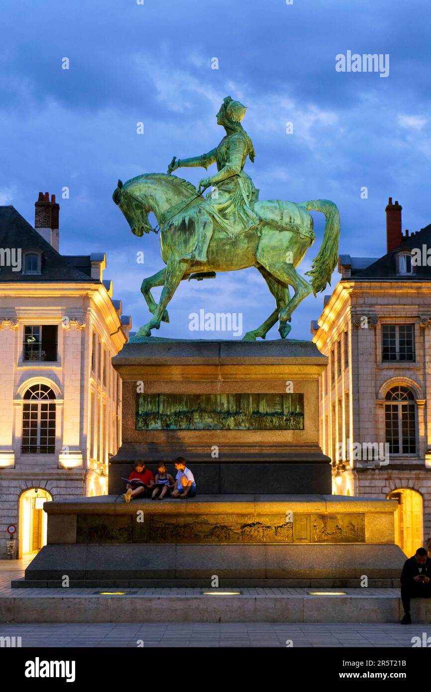 France, Loiret, Orleans, place du Martroi with the equestrian statue of ...