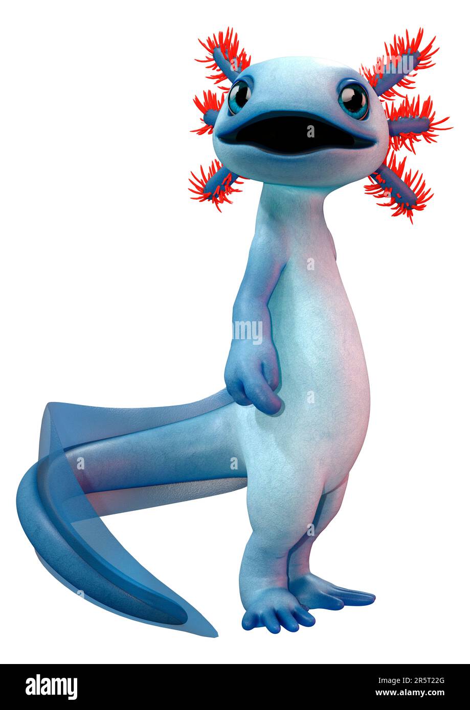 3D rendering of a cute blue toon axolotl isolated on white background ...
