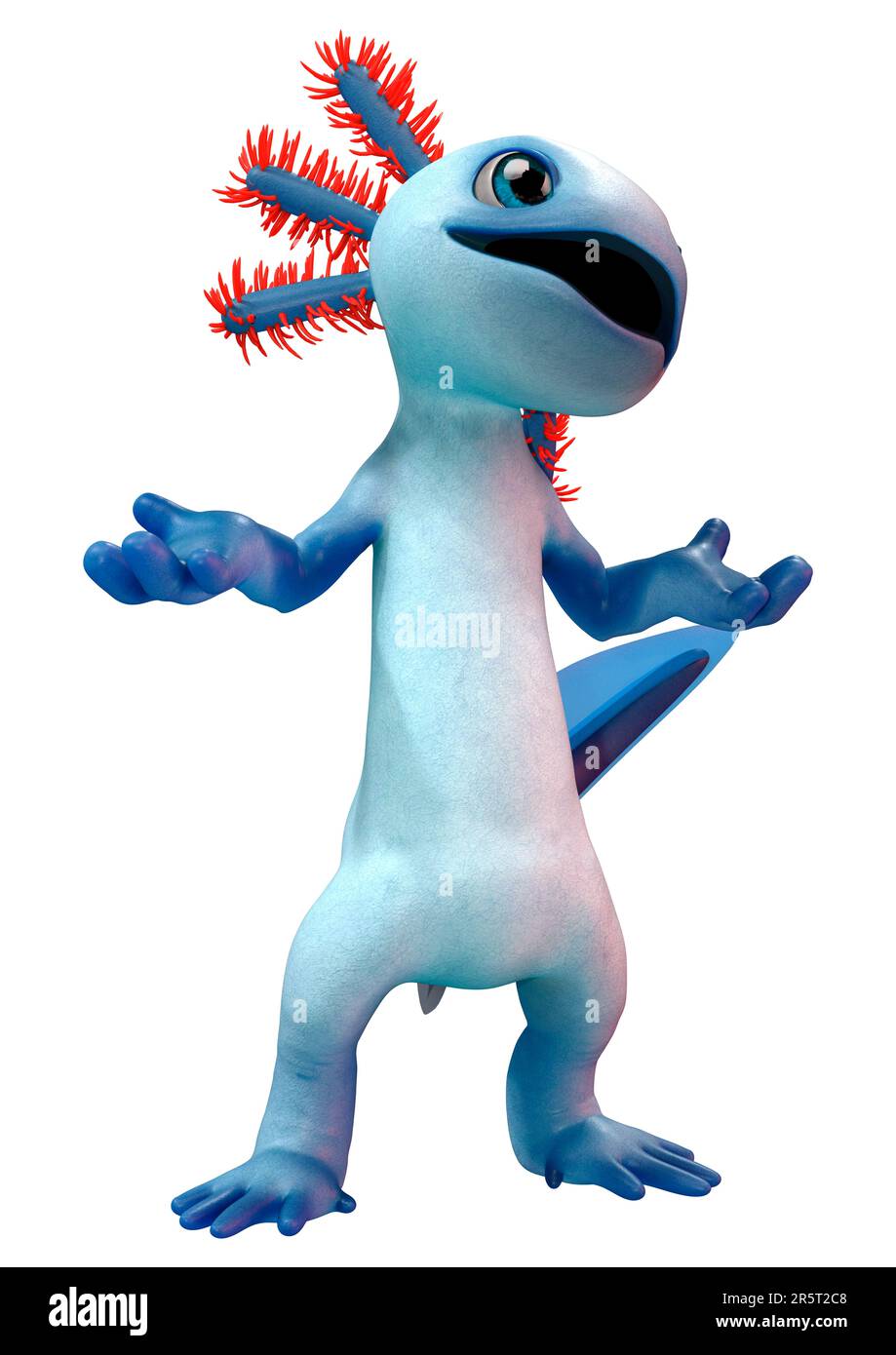 3D rendering of a cute blue toon axolotl isolated on white background ...