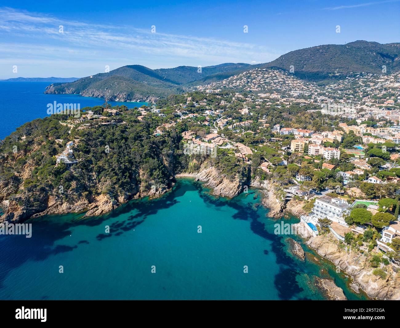 France, Var, Cavalaire-sur-Mer, aerial view of the Calanque de la Cron ...
