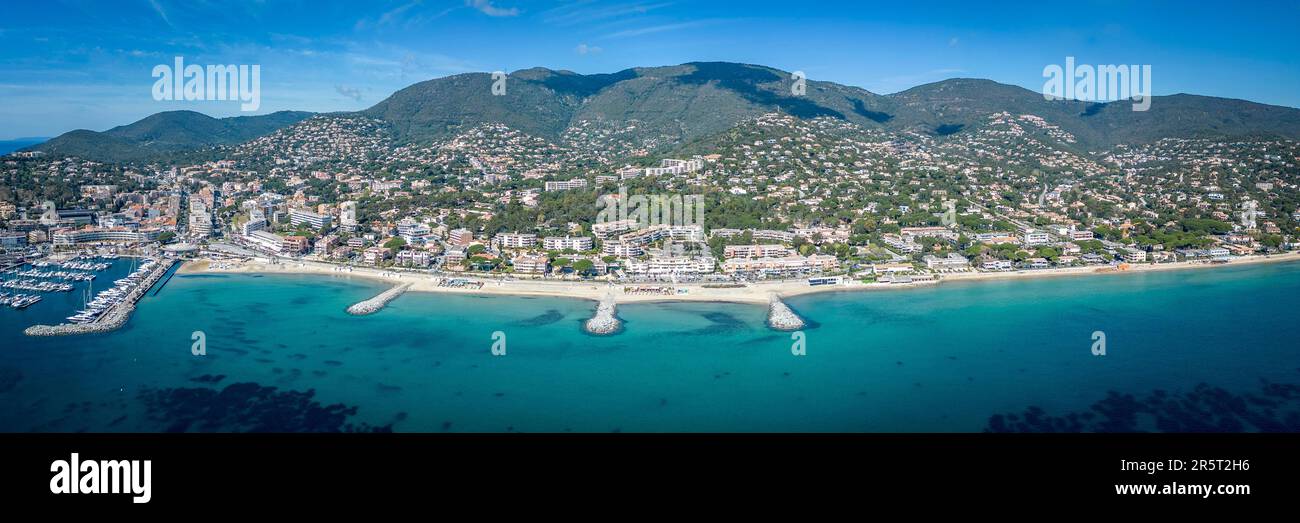 France, Var, Cavalaire-sur-Mer, panoramic aerial view of the Bay and ...
