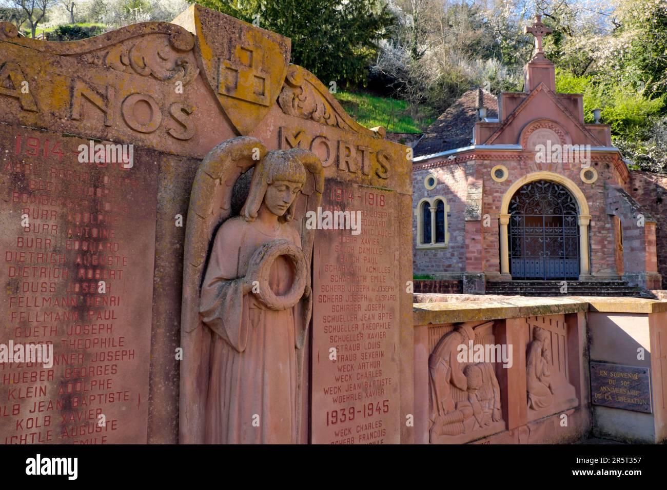 France, Haut Rhin, Gueberschwihr, behind the Saint Pantaléon church ...